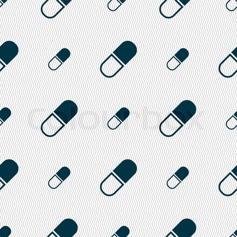 Pill icon sign. Seamless pattern with ... | Stock Vector | Colourbox