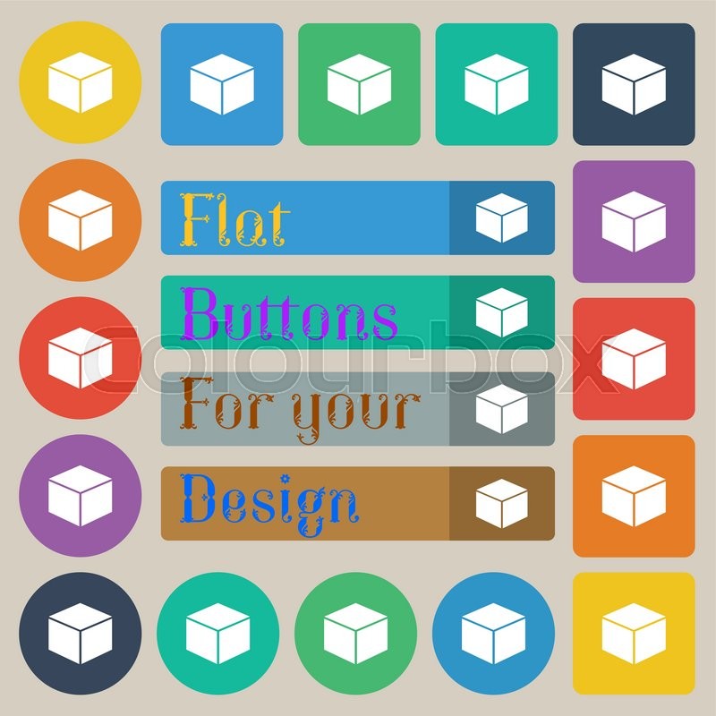 Cube icon sign. Set of twenty colored ... | Stock vector | Colourbox