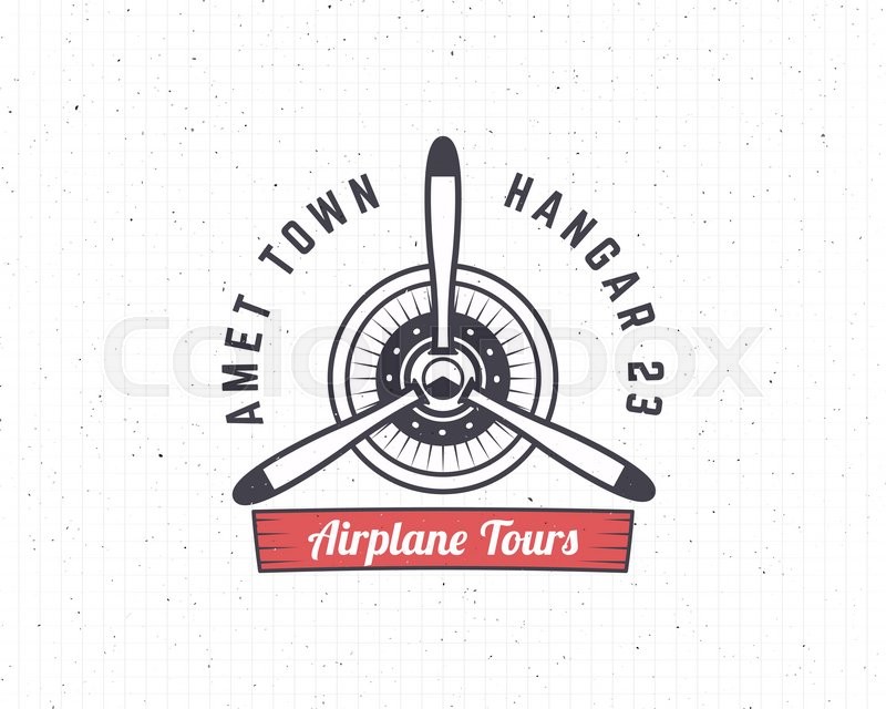 Airplane emblem. Biplane label. Retro ... | Stock vector | Colourbox