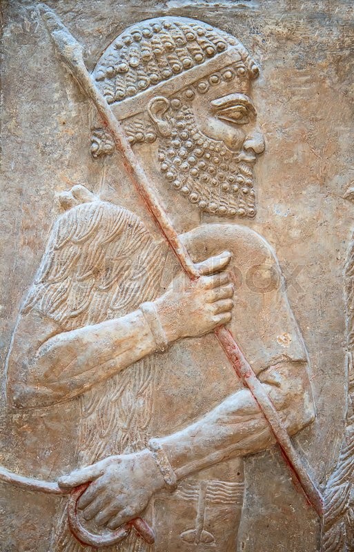 Ancient sumerian stone carving with ... | Stock image | Colourbox