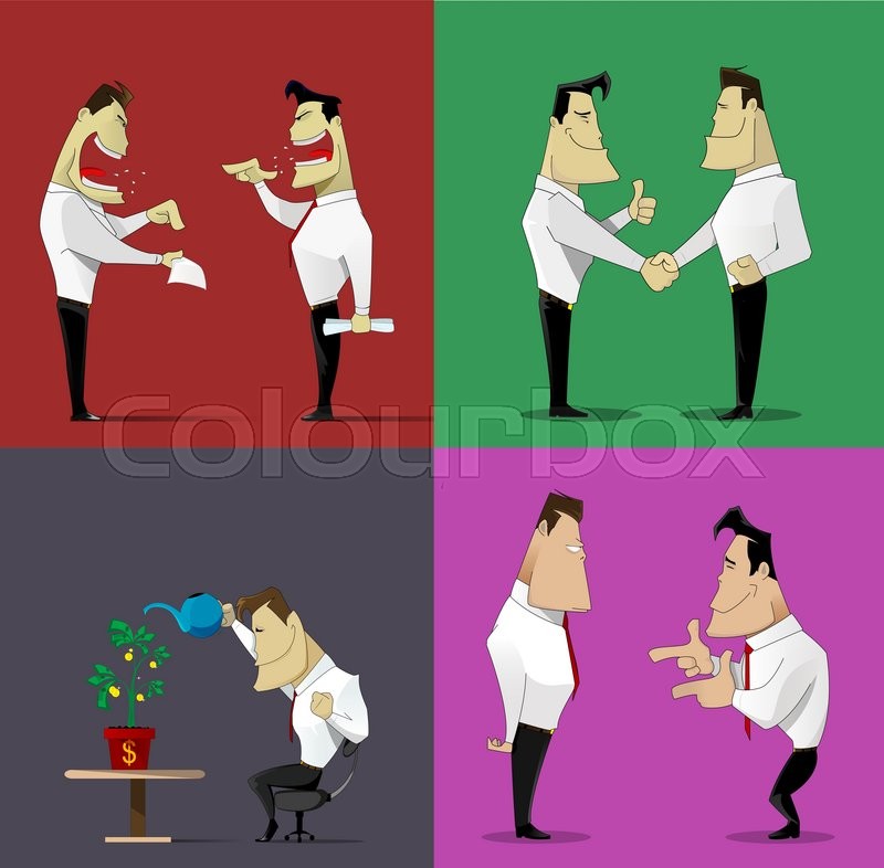 Cartoon business relations set about ... | Stock vector | Colourbox