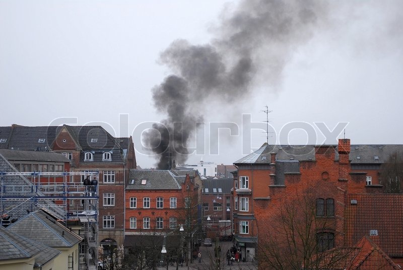 Fire in Odense, Denmark | Stock Photo | Colourbox