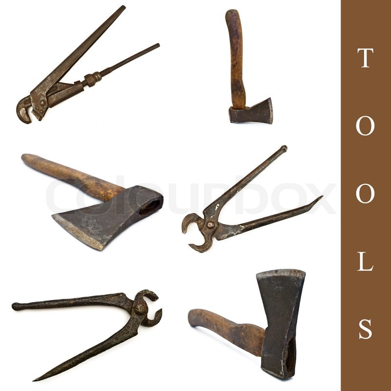 Set of different tools images over ... | Stock image | Colourbox