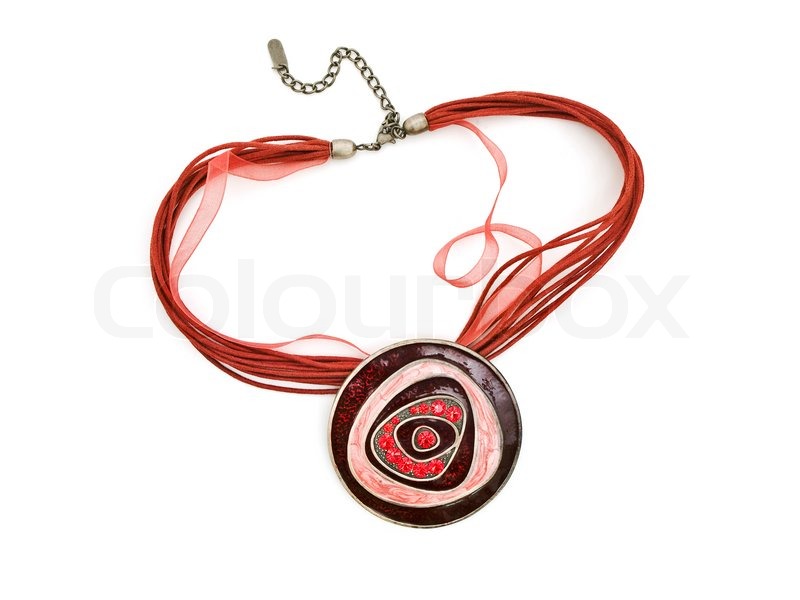 Fashion necklace with bright red gems ... | Stock image | Colourbox
