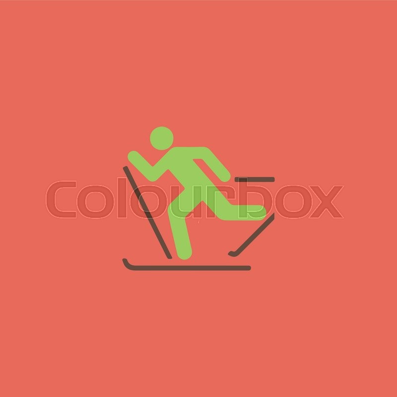 Skiing. Colorful vector icon. Simple ... | Stock vector | Colourbox
