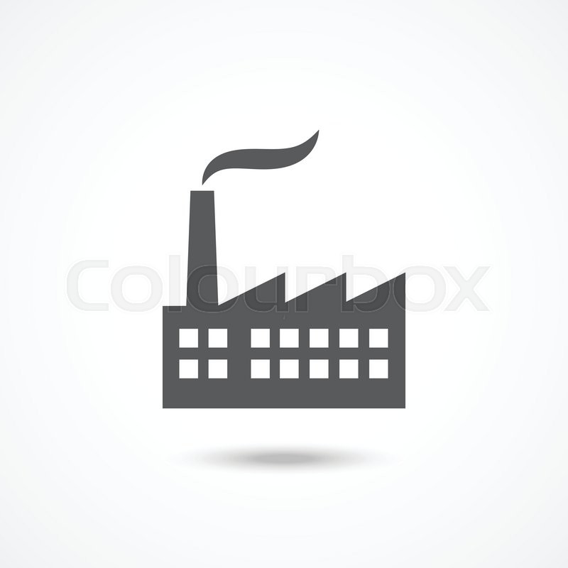 Gray Factory icon with shadow on white | Stock vector | Colourbox