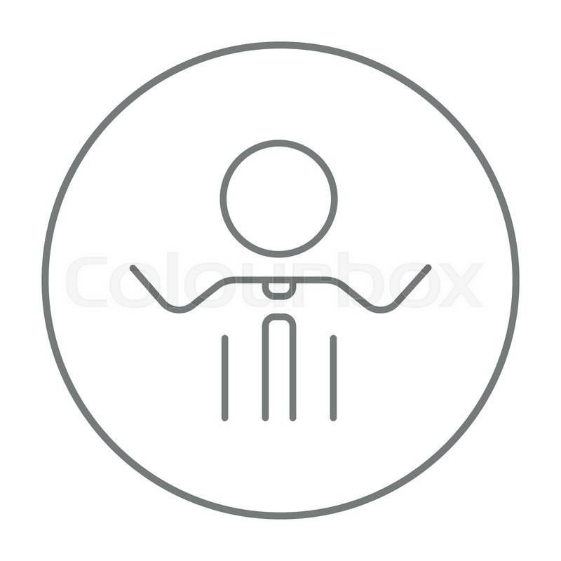 Man with raised arms line icon for ... | Stock Vector | Colourbox