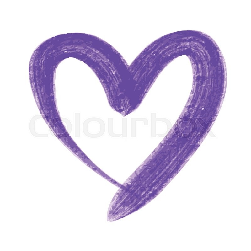 Doodle hand drawn violet heart shaped ... | Stock vector | Colourbox