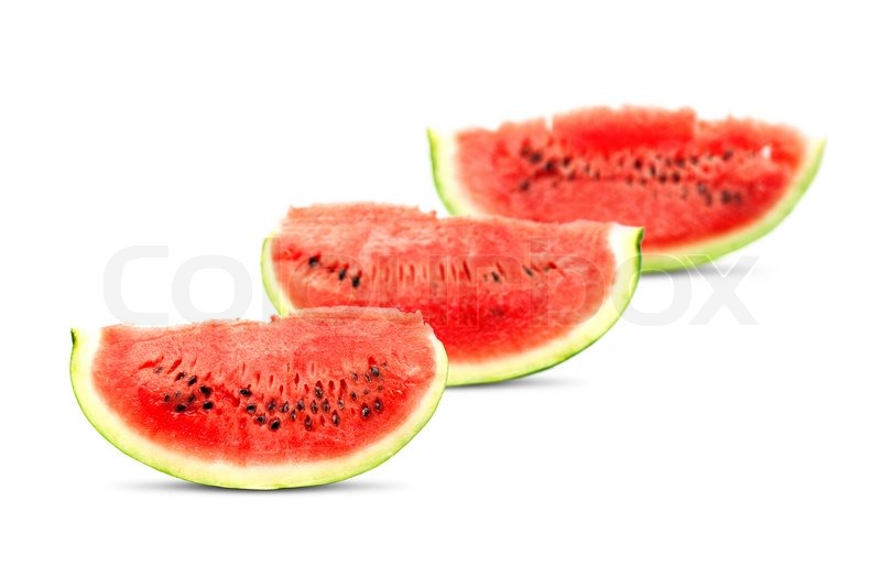 Big red watermelons isolated on white ... | Stock image | Colourbox