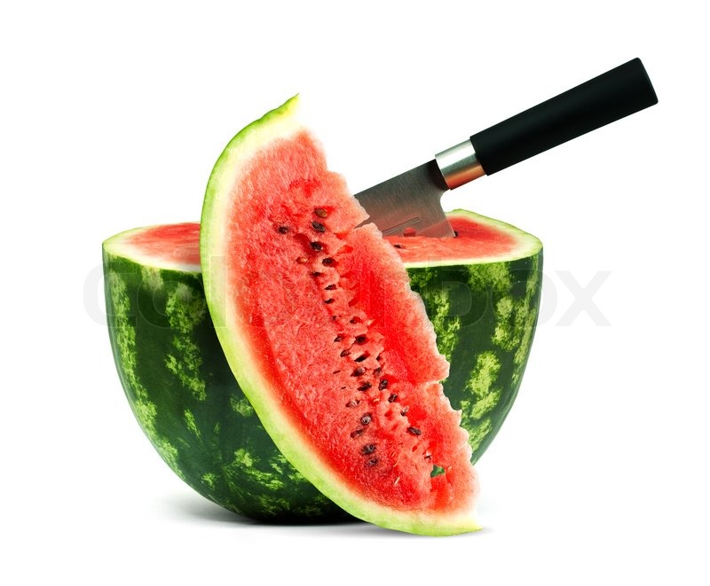 Big red watermelon isolated on white ... | Stock image | Colourbox