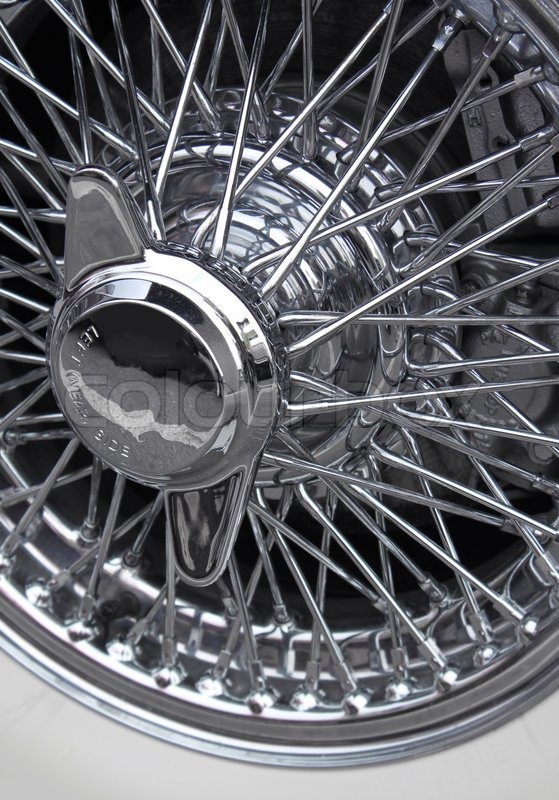 Shiny chromed spoke wheel of a classic ... | Stock image | Colourbox