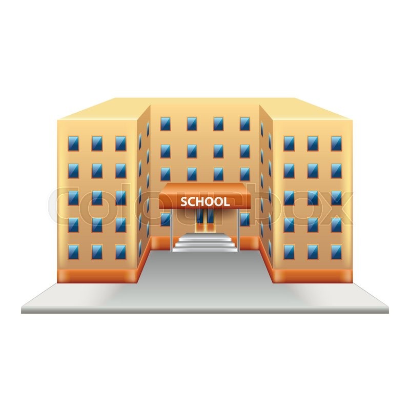 School building isolated on white ... | Stock vector | Colourbox