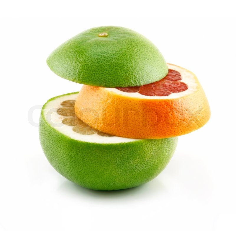 Ripe Sliced Grapefruit Isolated on ... | Stock image | Colourbox