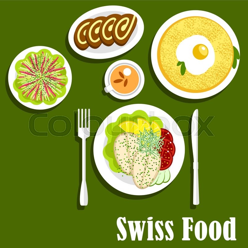 Swiss national cuisine breakfast with ... | Stock vector | Colourbox