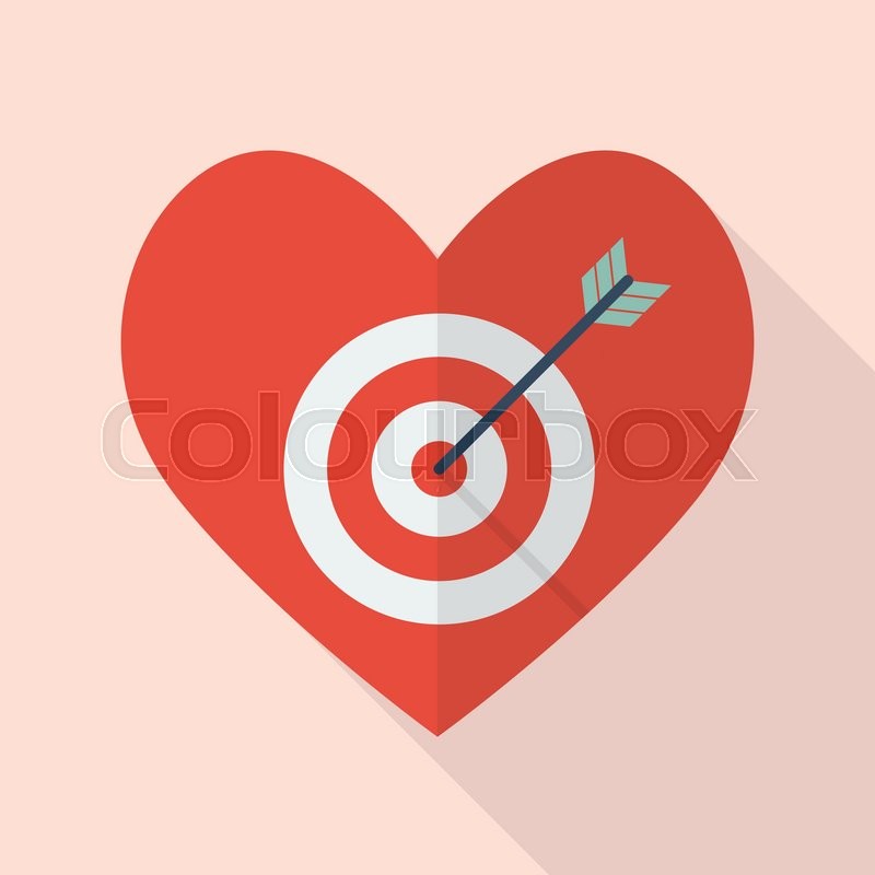 Heart with target. Flat Icon With Long ... | Stock vector | Colourbox