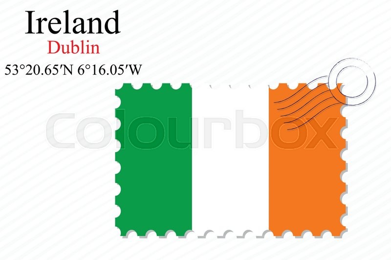 Ireland stamp design over stripy ... | Stock vector | Colourbox