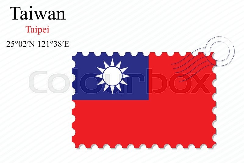 Taiwan stamp design over stripy ... | Stock vector | Colourbox