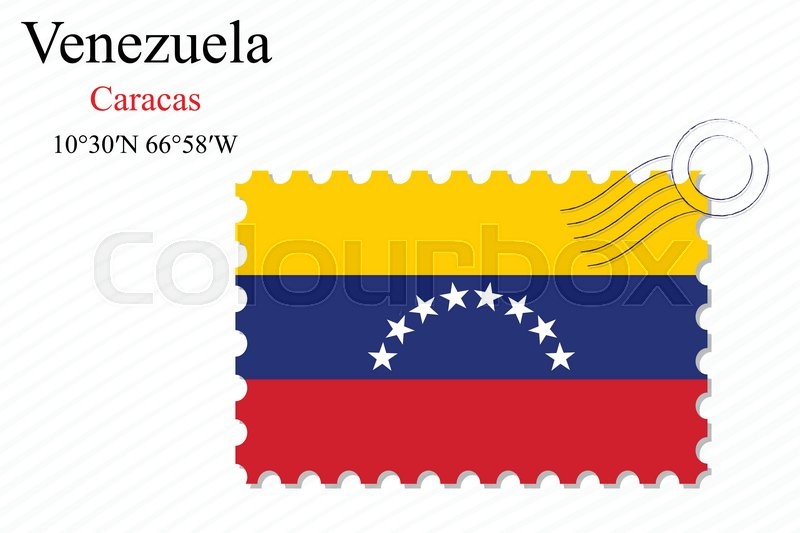 Venezuela stamp design over stripy ... | Stock vector | Colourbox