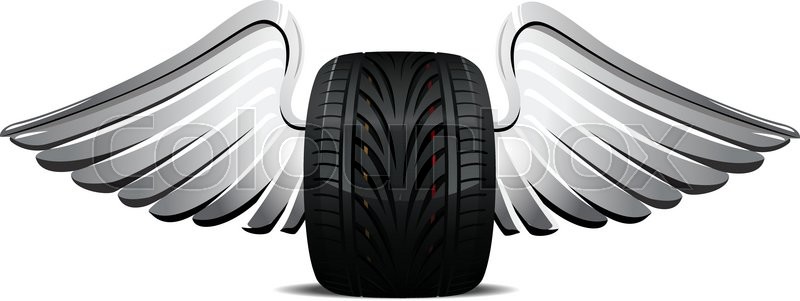 Wheel with wings vector illustration ... | Stock vector | Colourbox