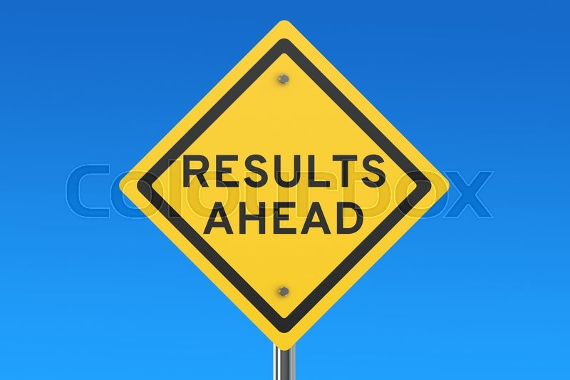 Results Ahead road sign isolated on ... | Stock image | Colourbox
