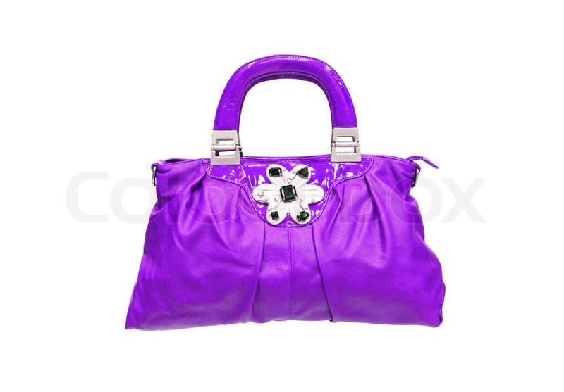 Violet women bag isolated on white ... | Stock image | Colourbox