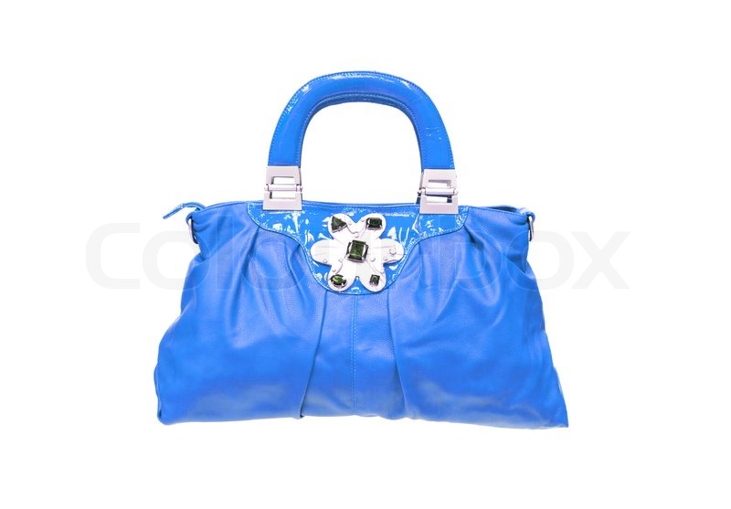 Blue women bag isolated on white ... | Stock image | Colourbox