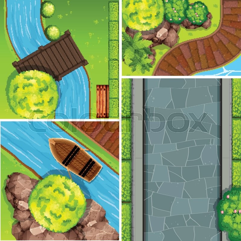 Top view of scenes in the park ... | Stock vector | Colourbox
