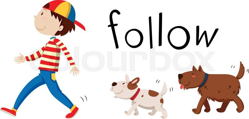 Two dogs following the man ... | Stock vector | Colourbox