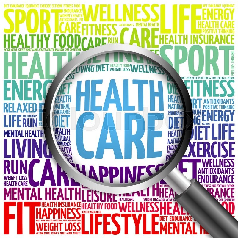 Health care word cloud with magnifying ... | Stock image | Colourbox