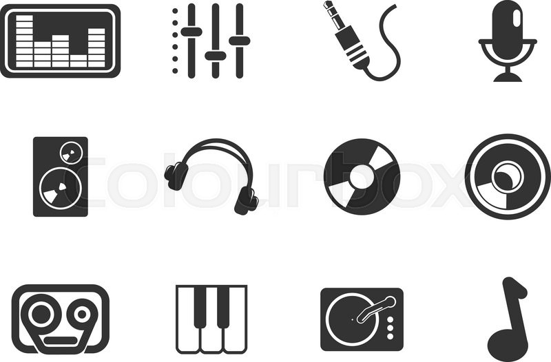Audio and music simply symbols for ... | Stock vector | Colourbox