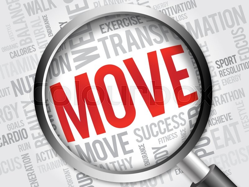 MOVE word cloud with magnifying glass, ... | Stock image | Colourbox