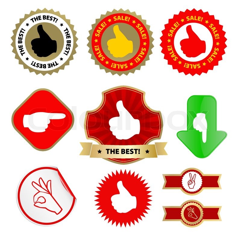 Vector labels with hand symbol | Stock vector | Colourbox