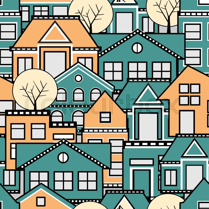 Seamless city pattern. The structural ... | Stock vector | Colourbox