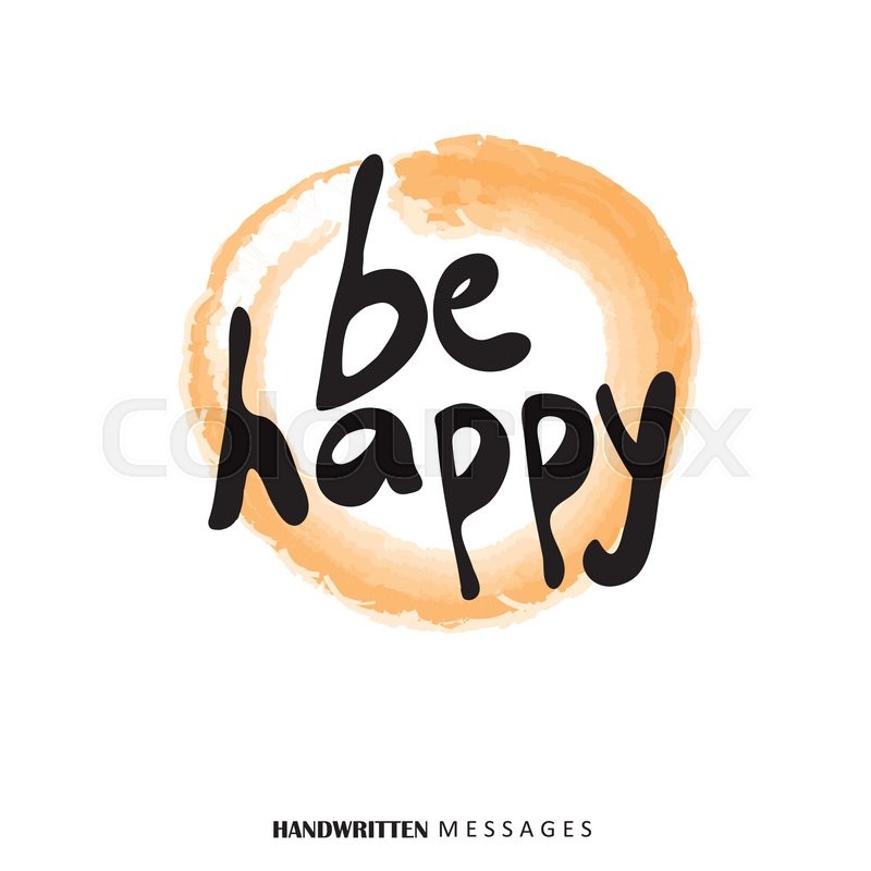 Be happy hand written words on water ... | Stock vector | Colourbox