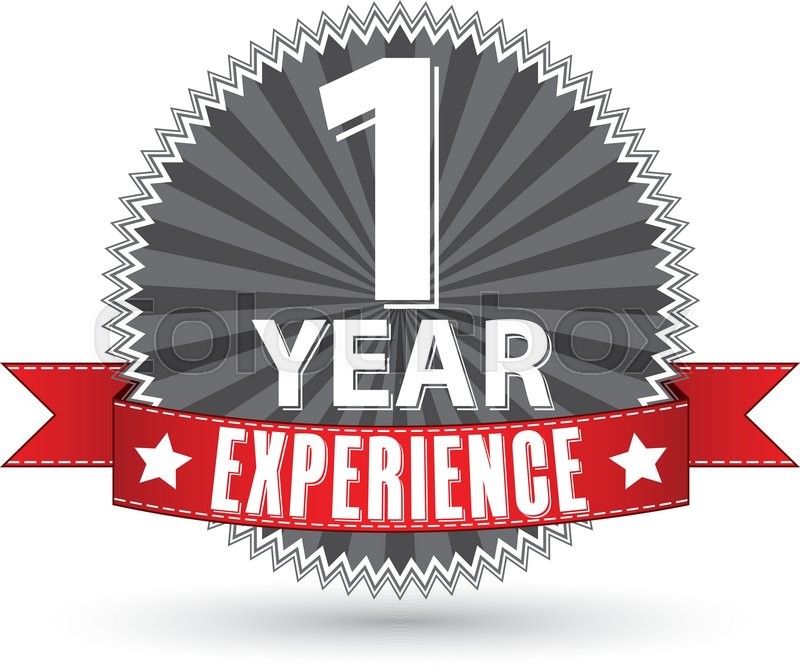 1 year experience retro label with red ... | Stock vector | Colourbox