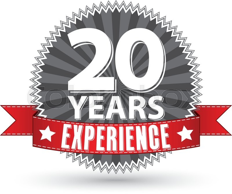 20 years experience retro label with ... | Stock vector | Colourbox