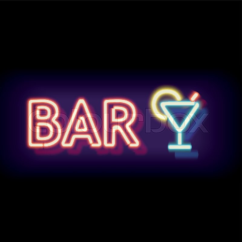 Retro neon sign with the word bar. ... | Stock vector | Colourbox