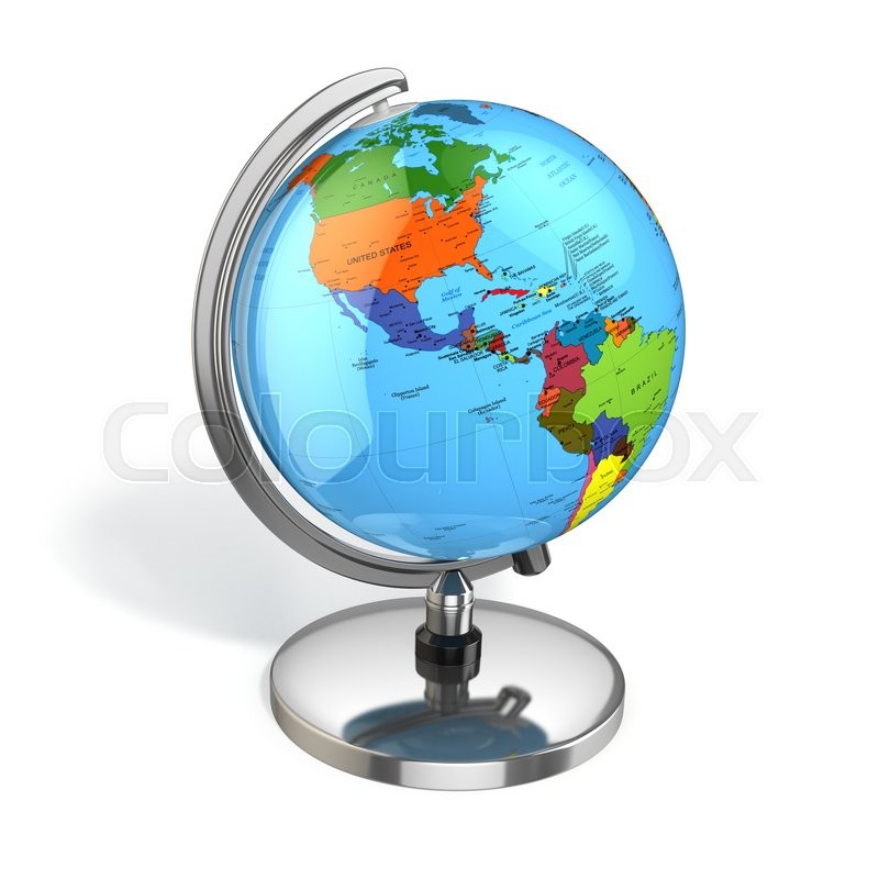 Globe with political map on white ... | Stock image | Colourbox