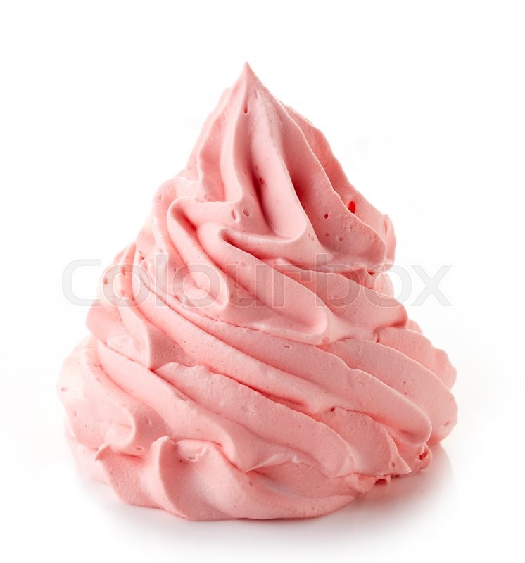 Pink whipped cream isolated on white ... | Stock Photo | Colourbox