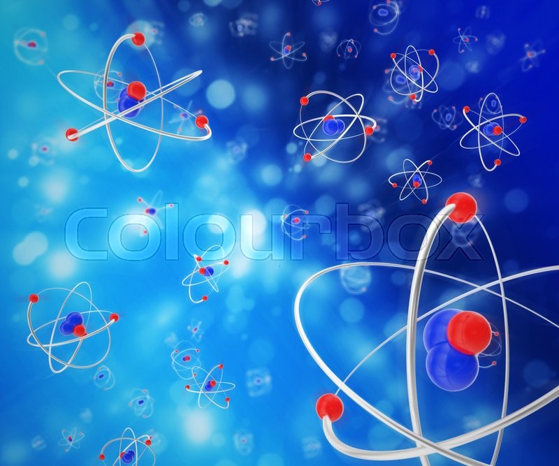 Abstract background of moving atoms. 3d ... | Stock image | Colourbox