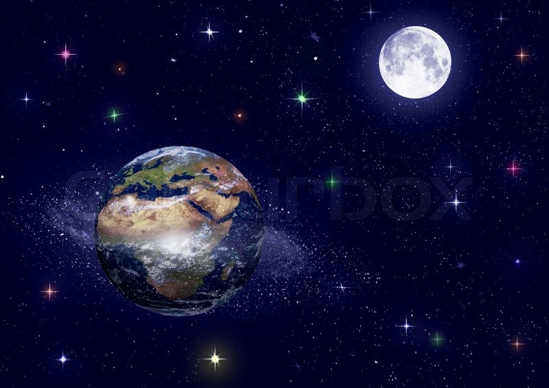 Earth Moon Stars Planets