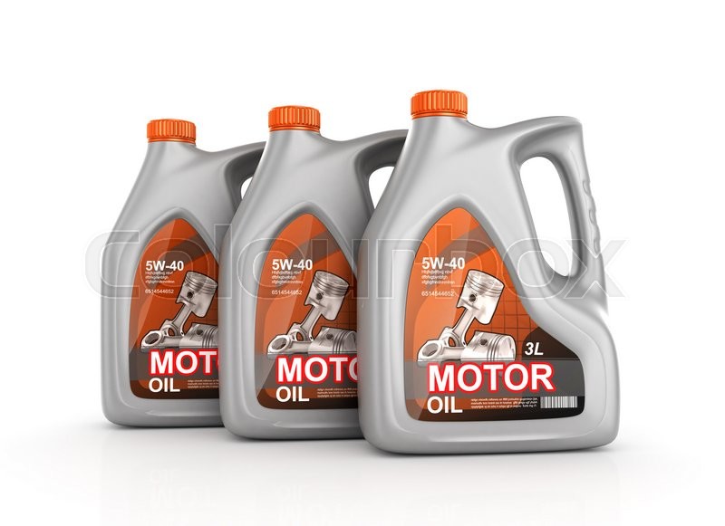 Three cans of motor oil isolated on ... | Stock image | Colourbox