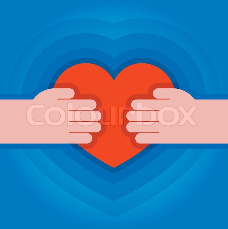Illustration of human hands with heart ... | Stock vector | Colourbox