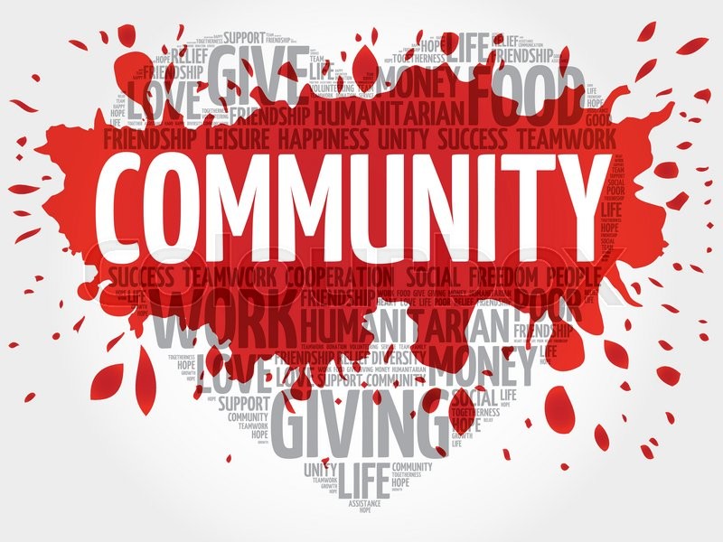 Community word cloud, heart concept | Stock vector | Colourbox