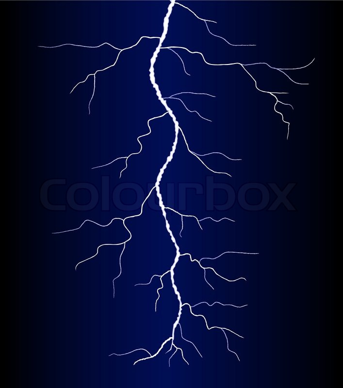 Lightning in night sky - vector | Stock vector | Colourbox