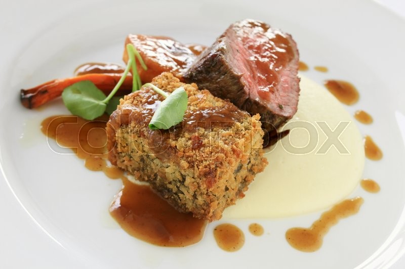 Gourmet beef fillet plated meal with ... | Stock image | Colourbox