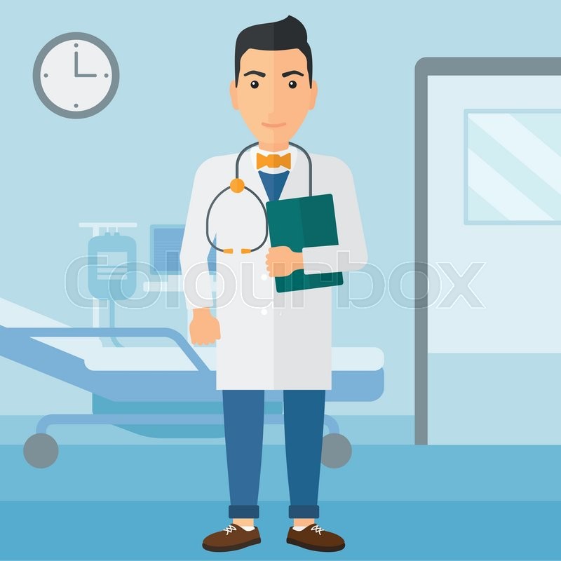 A happy doctor with stethoscope and a ... | Stock vector | Colourbox