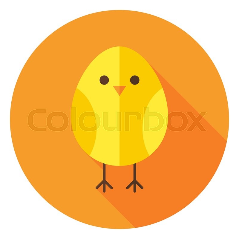 Yellow Chicken Circle Icon. Flat ... | Stock vector | Colourbox