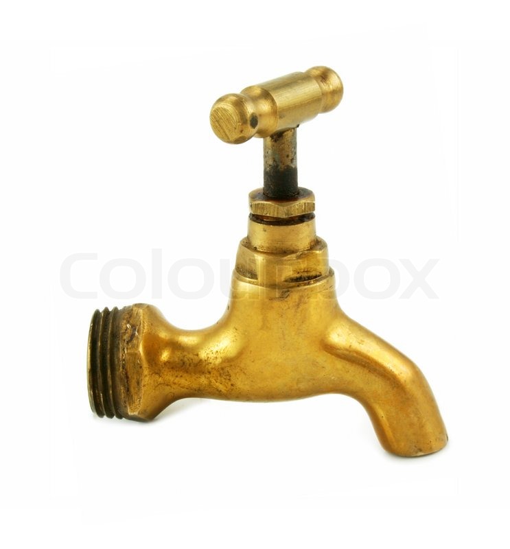 Bronze tap and valve isolated on a ... | Stock image | Colourbox
