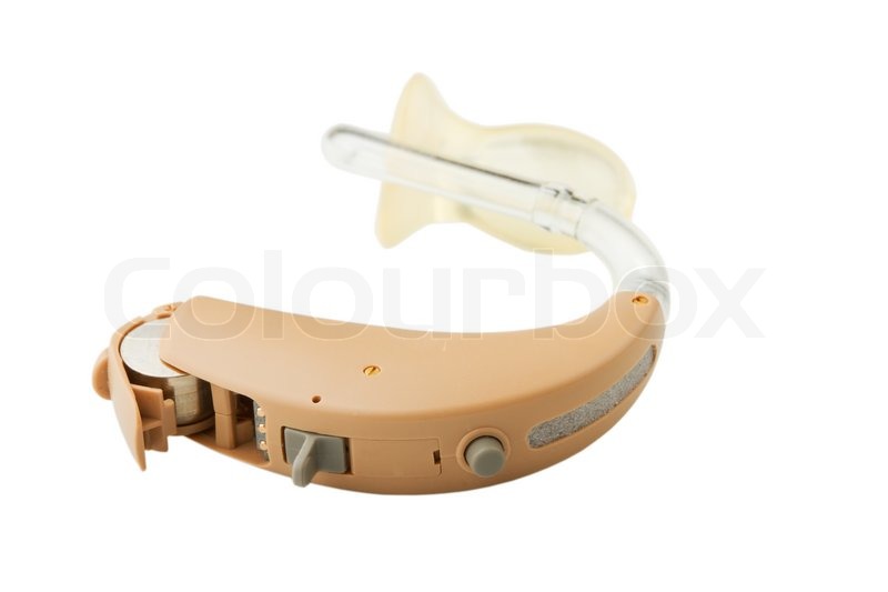 The hearing aid isolated on a white ... | Stock image | Colourbox